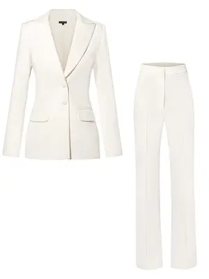TIA DORRAINE Classic Chic Tailored Suit Pearl
