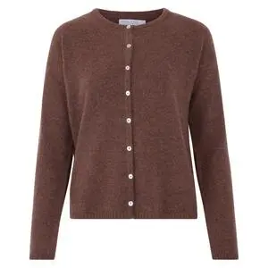 PAUL JAMES KNITWEAR Lambswool Leona Crew Neck Cardigan - Brown