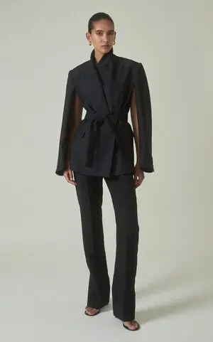 HEIRLOME Antonella Belted Wool-silk Blazer