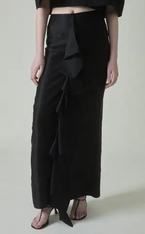 HEIRLOME Caroline Silk Maxi Skirt - Black
