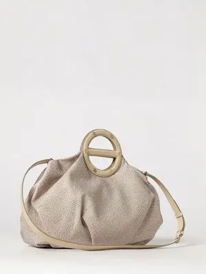 Borbonese Polka Dot Handbag In Recycled Nylon With Double Leather Handle