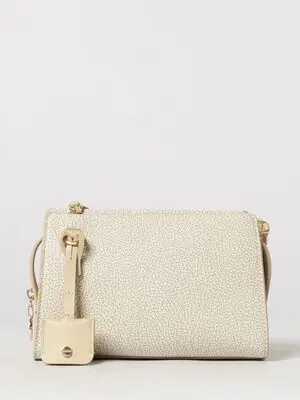 Borbonese Polka Dot Mini Crossbody Bag In Recycled Nylon With Charm - Sand