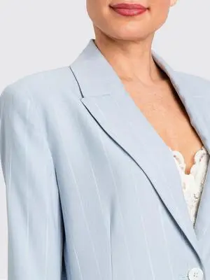 TWINSET Pinstripe Single-breasted Cropped Blazer In Viscose Blend