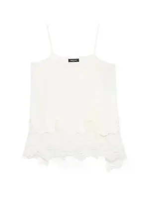 Fabiana Filippi Asymmetric V-neck Top With Lace Trim - Neutrals