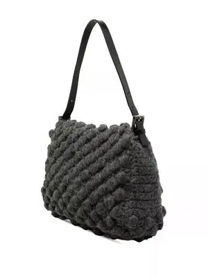Fendi Crochet Wool Mamma Forever Shoulder Bag - Grey