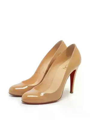 CHRISTIAN LOUBOUTIN Simple Patent Leather Round Toe Stiletto Heel Pumps