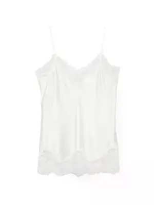 MANSPHIL V-neck Lace-trimmed Satin Top