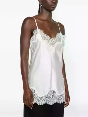 MANSPHIL V-neck Lace-trimmed Satin Top