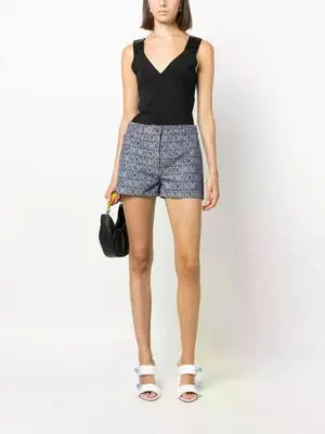 Moschino Monogram Jacquard Denim Shorts