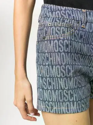 Moschino Monogram Jacquard Denim Shorts