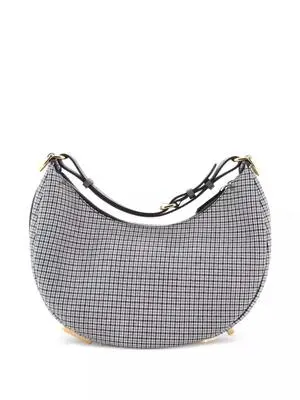 Fendi Houndstooth Wool Small Hobo Bag - Grey