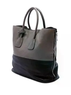 Prada Bicolor Cervo Deerskin Convertible Tote Satchel - Grey