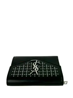 Saint Laurent 20th Century Studded Leather Monogram Bifold Wallet Small Wallets