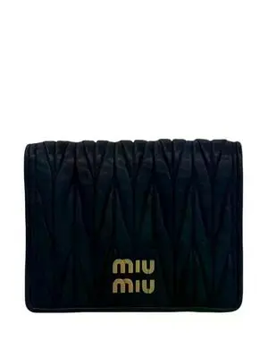 Miu Miu 2010-2026 Matelasse Leather Bifold Wallet Small Wallets - Black