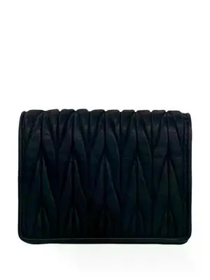 Miu Miu 2010-2026 Matelasse Leather Bifold Wallet Small Wallets - Black