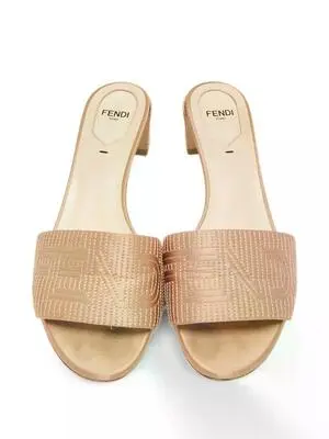 Fendi Logo-embroidered Block-heel Sandals