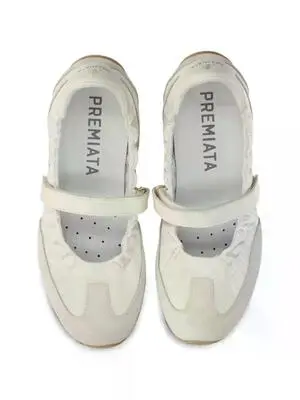 Premiata Rina 8305 Technical Fabric And Suede Ballet Flats - Neutrals