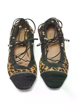 AQUAZZURA Leopard-print Tie-fastening Ballet Flats