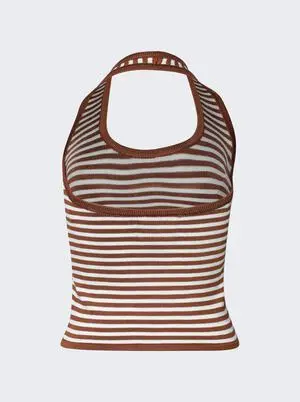 Calle Del Mar Halterneck Striped Suede Tank