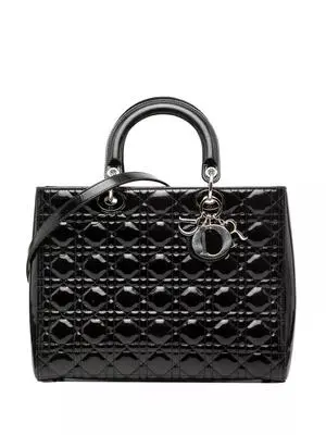 Dior Large Patent Cannage Lady Satchel - Black