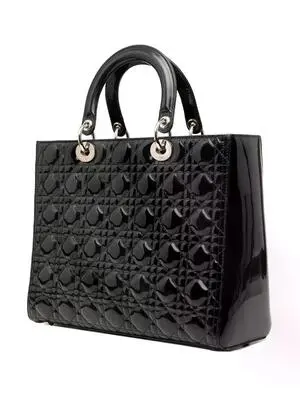 Dior Large Patent Cannage Lady Satchel - Black