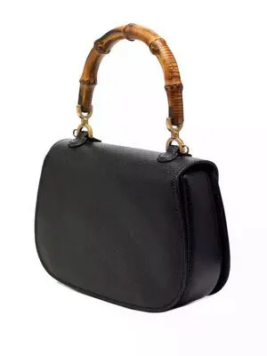 Gucci Small Grained Calfskin Bamboo Night Satchel - Black