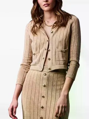 HEVRON Pointelle-knit Button-up Cardigan