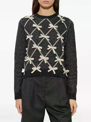 Moschino Diamond-knit Sweater With Bow Embellishments