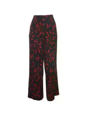 Diane Von Furstenberg Leaf-print Wide-leg Trousers