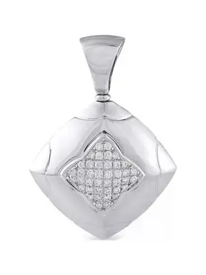 BVLGARI 18k White Gold Diamond Pyramid Pendant