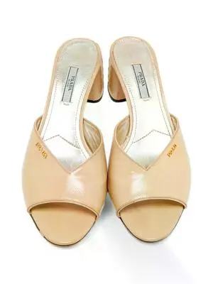 Prada Saffiano Crystal Embellished Sandals