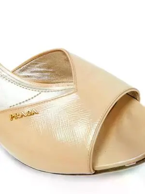 Prada Saffiano Crystal Embellished Sandals