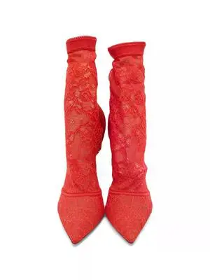 GIANVITO ROSSI Lace Pointed-toe Ankle Boots