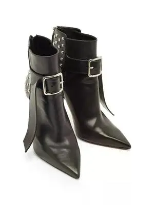 Alexander McQueen Pointed-toe Buckled Ankle Boots