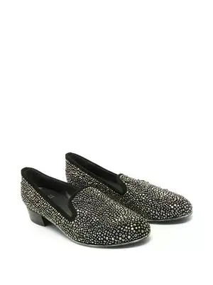 STUART WEITZMAN Embellished Suede Loafers
