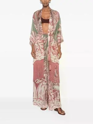 MOUTAKI Graphic Print Fringe Kimono