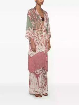 MOUTAKI Graphic Print Fringe Kimono