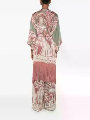 MOUTAKI Graphic Print Fringe Kimono