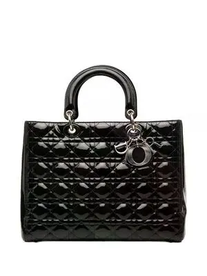 Dior Large Patent Cannage Lady Satchel - Black