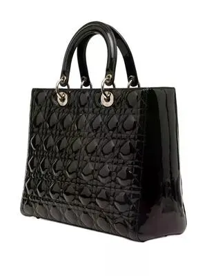 Dior Large Patent Cannage Lady Satchel - Black