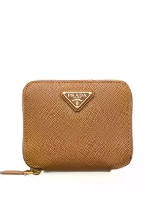 Prada Small Saffiano-leather Wallet - Neutrals