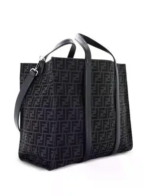 Fendi Zucca Canvas Large Shopper Tote Bag - Black