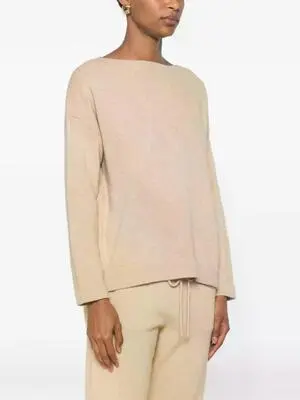 SERGIO MORETTI FIRENZE Beige Boat Neck Long Sleeve Sweater