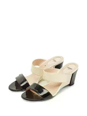 Fendi Tricolour Patent Wedge Sandals