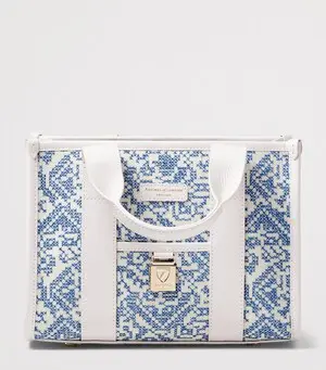 ASPINAL OF LONDON Canvas Raffia Henley Tote Bag