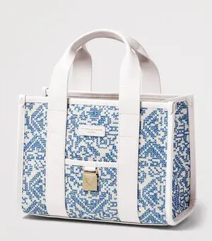 ASPINAL OF LONDON Canvas Raffia Henley Tote Bag