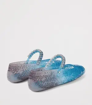 JIMMY CHOO Jelly Ballet Flats With Cut-out Detailing - Blue