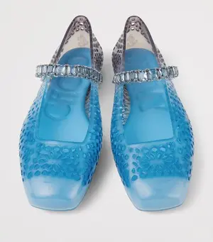 JIMMY CHOO Jelly Ballet Flats With Cut-out Detailing - Blue