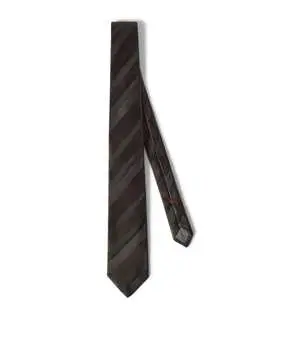 Brunello Cucinelli Silk Geometric Tie - Brown