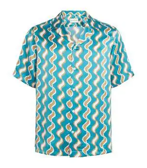 Frescobol Carioca Silk Printed Roberto Shirt - Blue